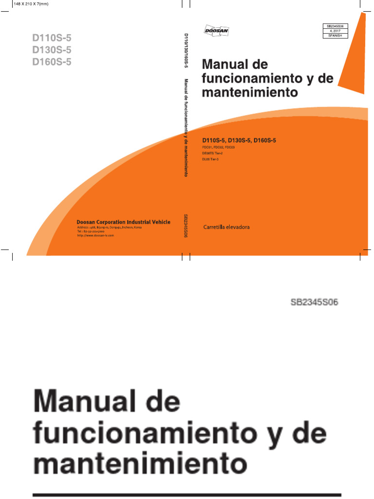 Manual de Operacion y Mantencion Horquillas Doosan D110,130,160S-5 ...