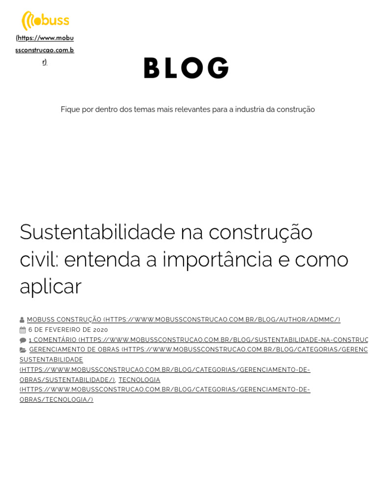 A Importância Da Sustentabilidade Na Construção Civil Pdf