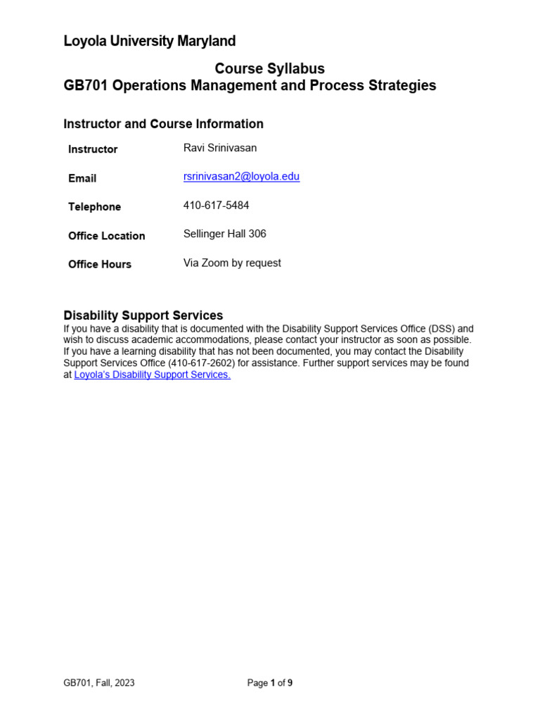 GB701 W01 24SP Syllabus | PDF