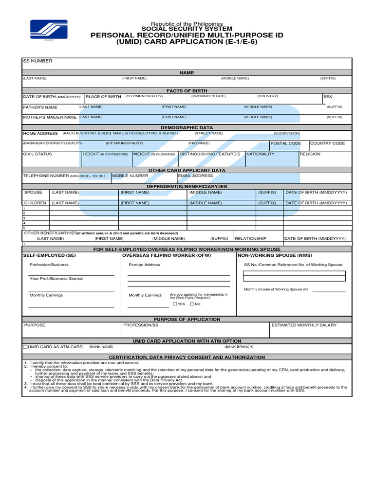 E1-E-6 Form | PDF | Identity Document