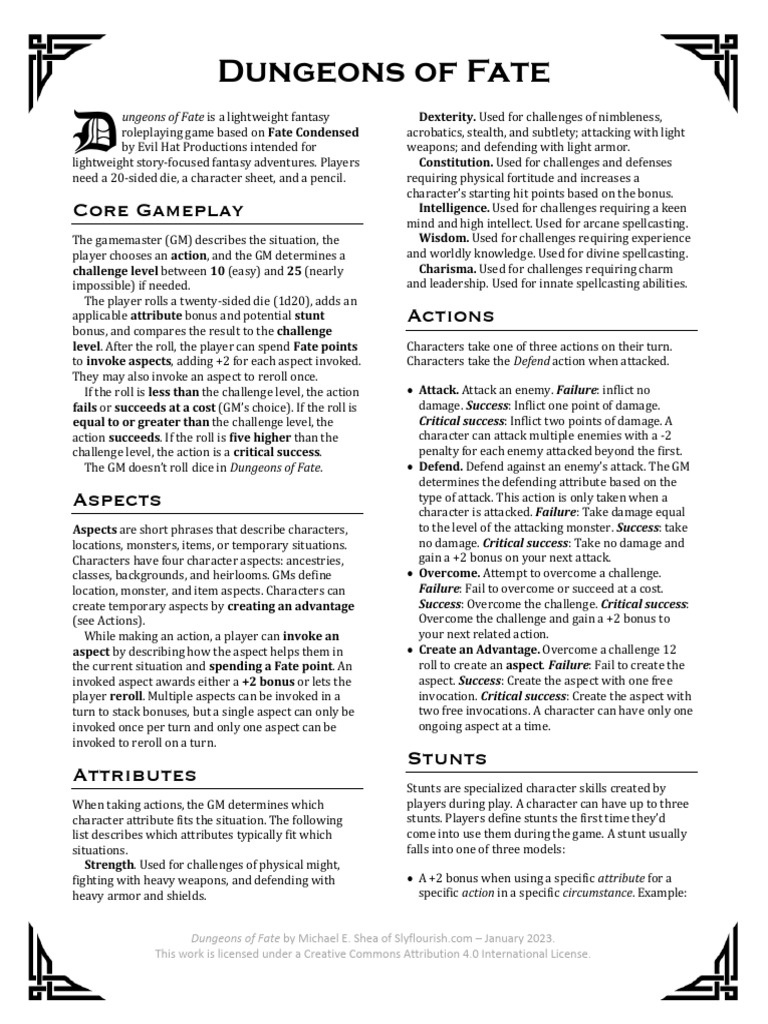 Dungeons of Fate | PDF | Role Playing Games