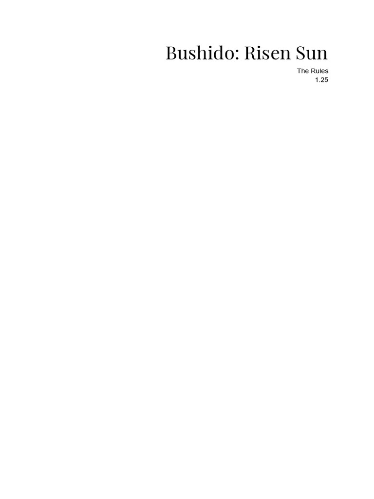 Bushido: Risen Sun Rulebook Guide | PDF
