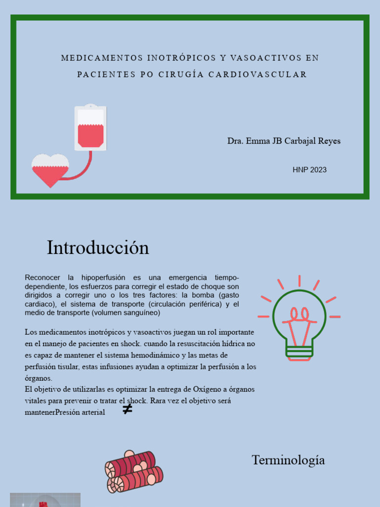 Medicamentos Inotrópicos en Cirugía Cardiovascular | PDF | Medicina ...