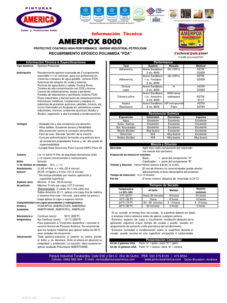 TDS 2022 - Amerpox 8000 | PDF