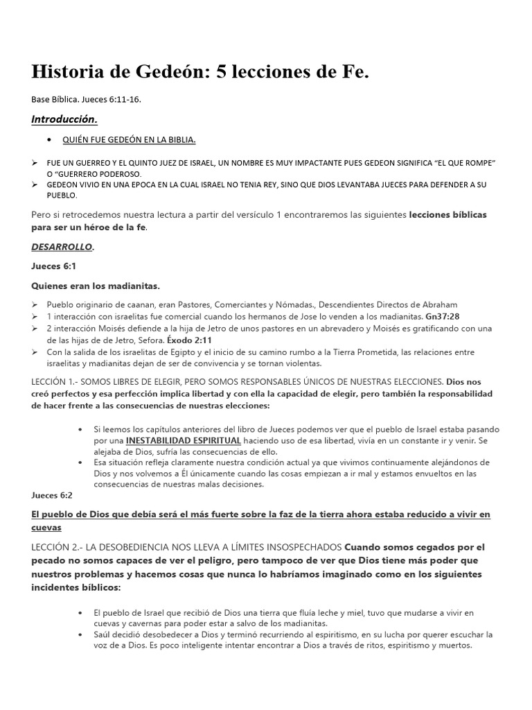 5 Lecciones de Fe Gedeon | PDF