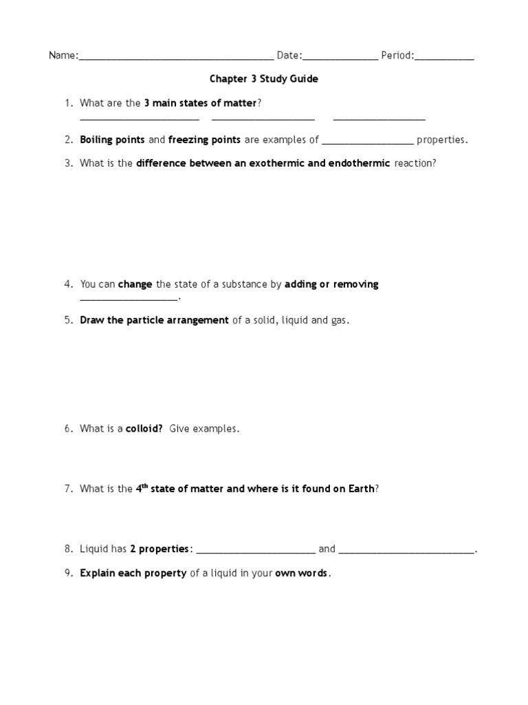 Chapter 3 States of Matter Study Guide | PDF | Science & Mathematics