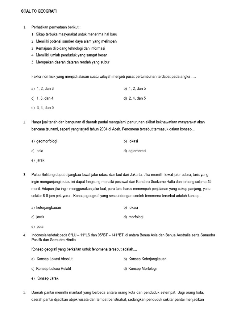 Soal to 1 Geografi | PDF