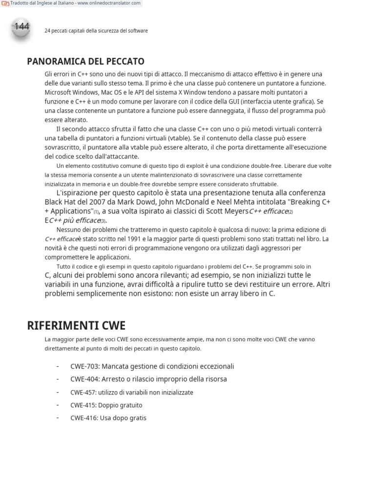24 Deadly Sins of Software Security Programming Flaws and How To Fix Them (183 213) .En - It | PDF