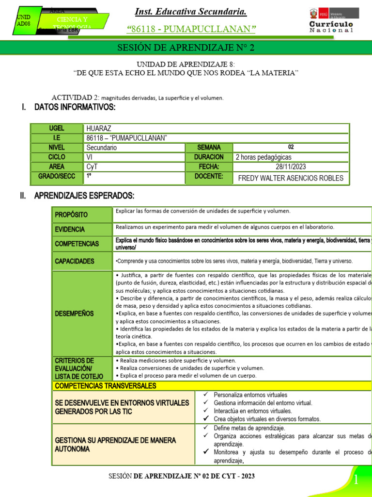 B-1º Ses-Act 2 Cyt Und 7 | PDF | Importar | Volumen