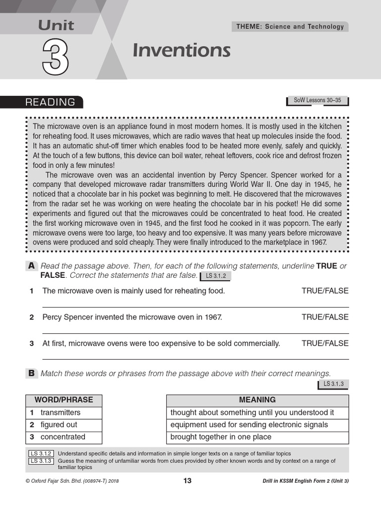 English Form 2 Units 3 | PDF