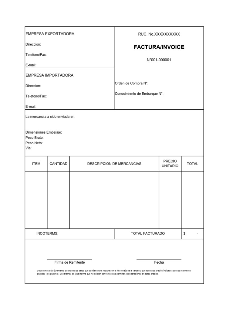 Factura Comercial Formato | PDF