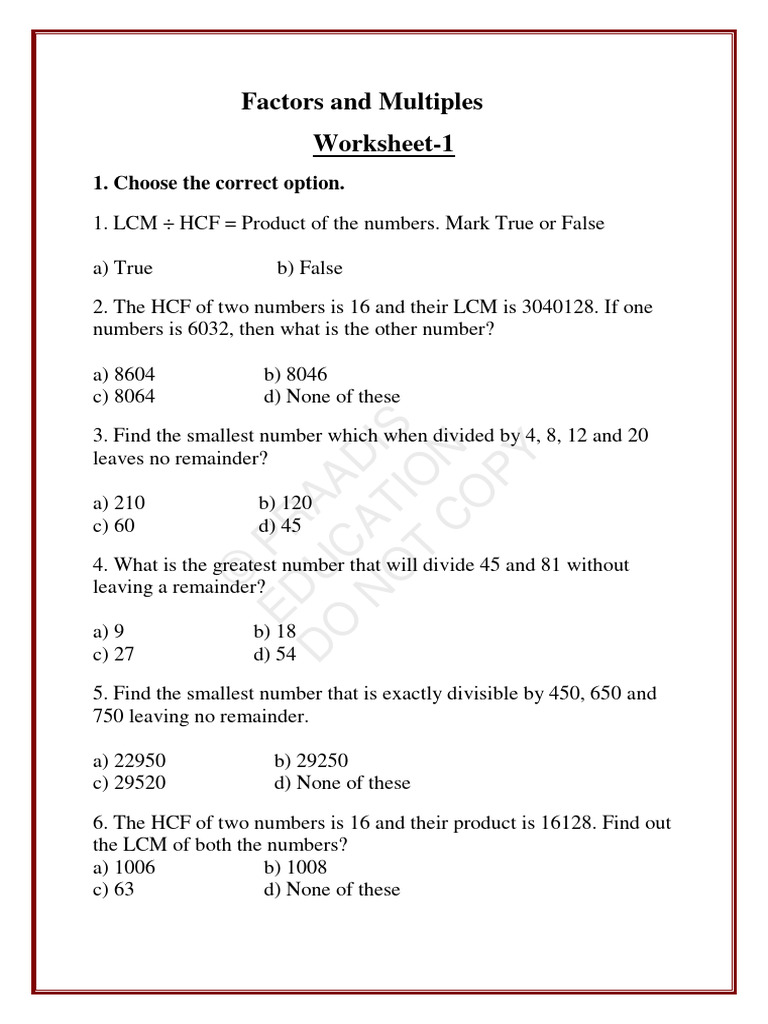 Factor and - Multiples - 1 | PDF