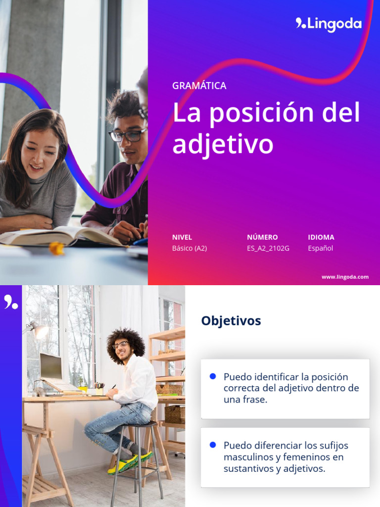 A2!2!022 Lingoda Spanish The Position of The Adjective | PDF | Adjetivo ...