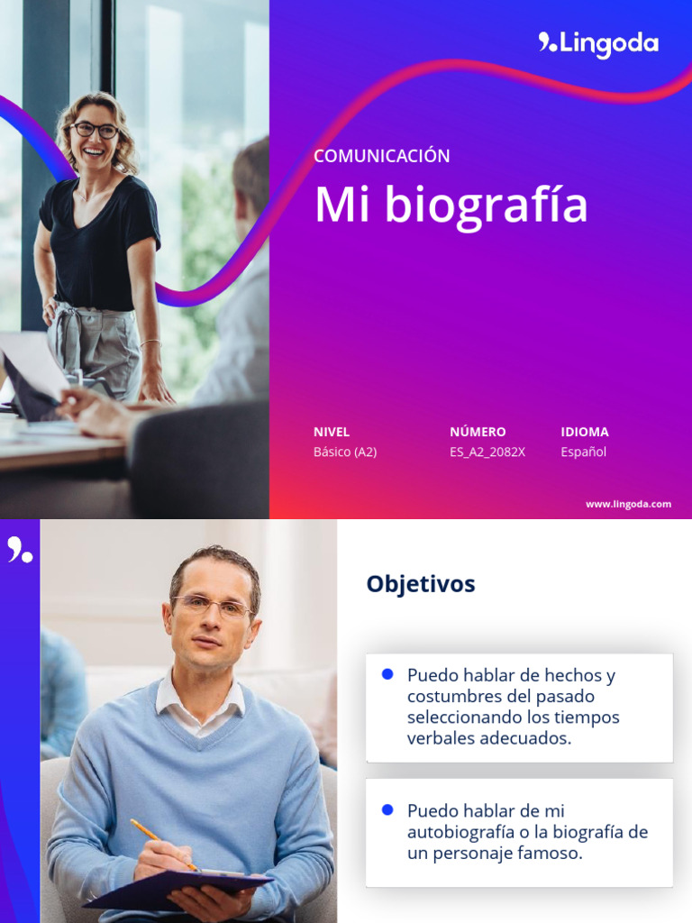 Biografía y tiempos verbales en español | PDF | Artes del Lenguaje y ...