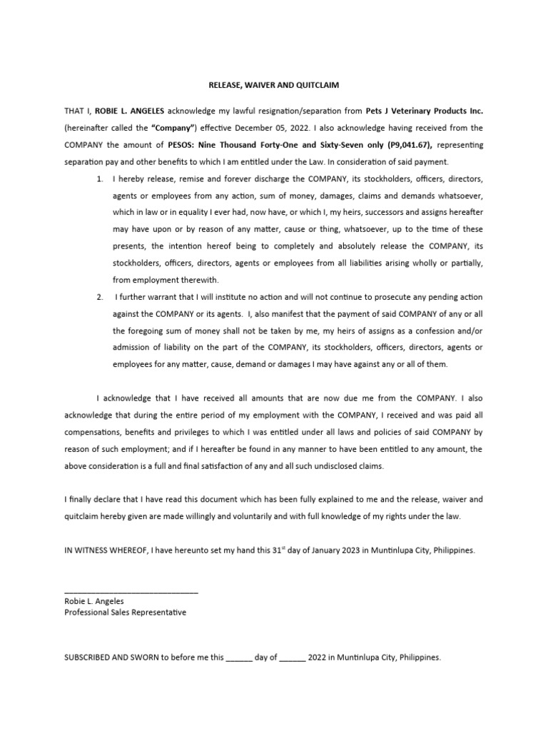 LETTER FOR QUITCLAIM TEMPLATE | PDF | Private Law | Common Law