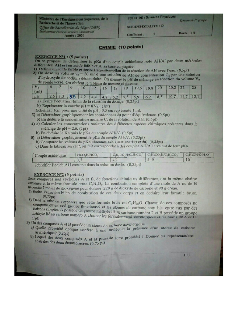 Correction du Bac épreuve PC | PDF