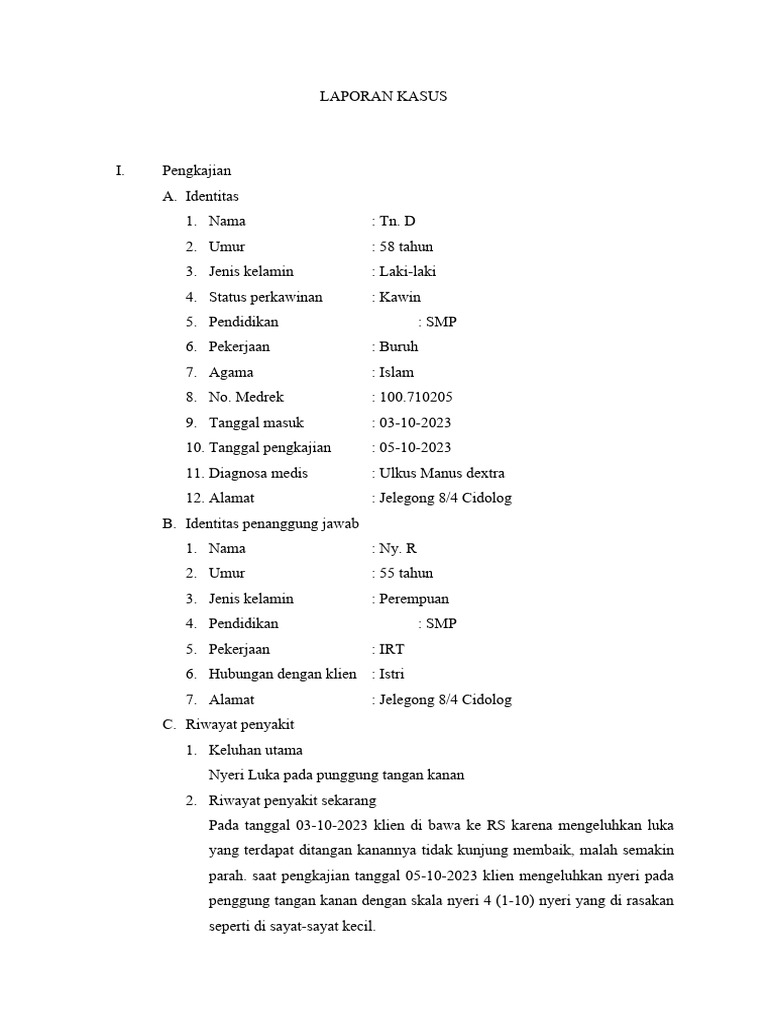 LAPORAN KASUS Ulkus Manus | PDF