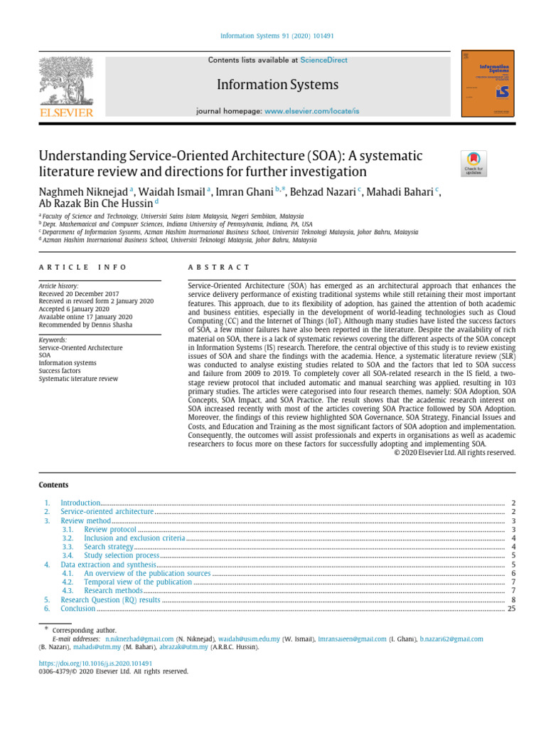 Understanding Service-Oriented Architecture (SOA) A systematic ... Understanding Service-Oriented Architecture (SOA) A systematic ...