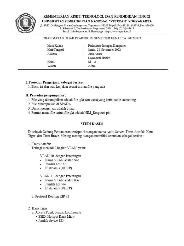 Soal Responsi Desain Jaringan Dan Komputer | PDF