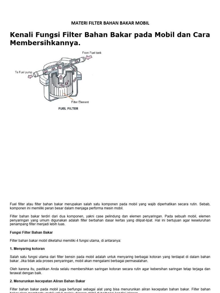 Materi Filter Bahan Bakar Mobil | PDF