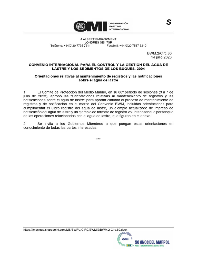 BWM.2-Circ.80 - Orientaciones Relativas Al Mantenimiento de Registros y ...