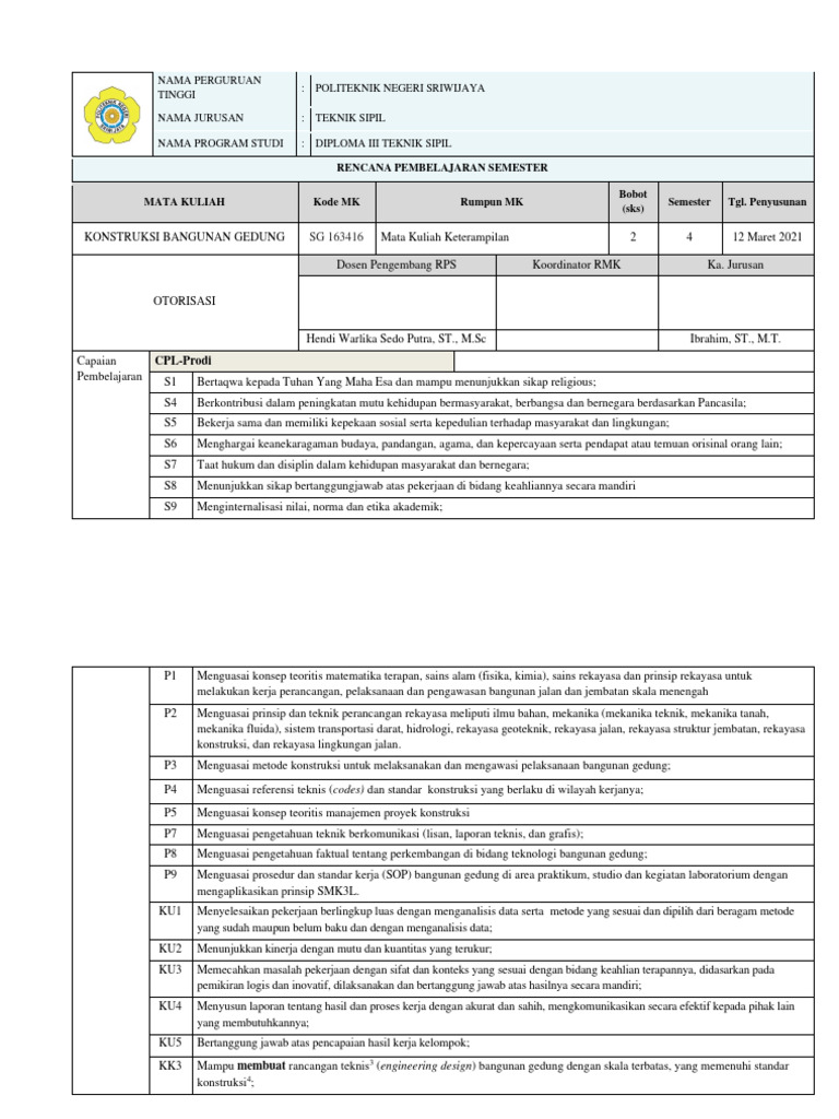 RPS Konstruksi Bangunan Gedung | PDF