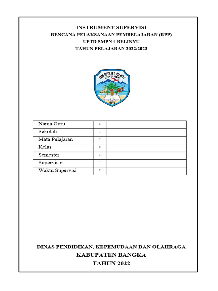 Instrumen Supervisi RPP Revisi | PDF