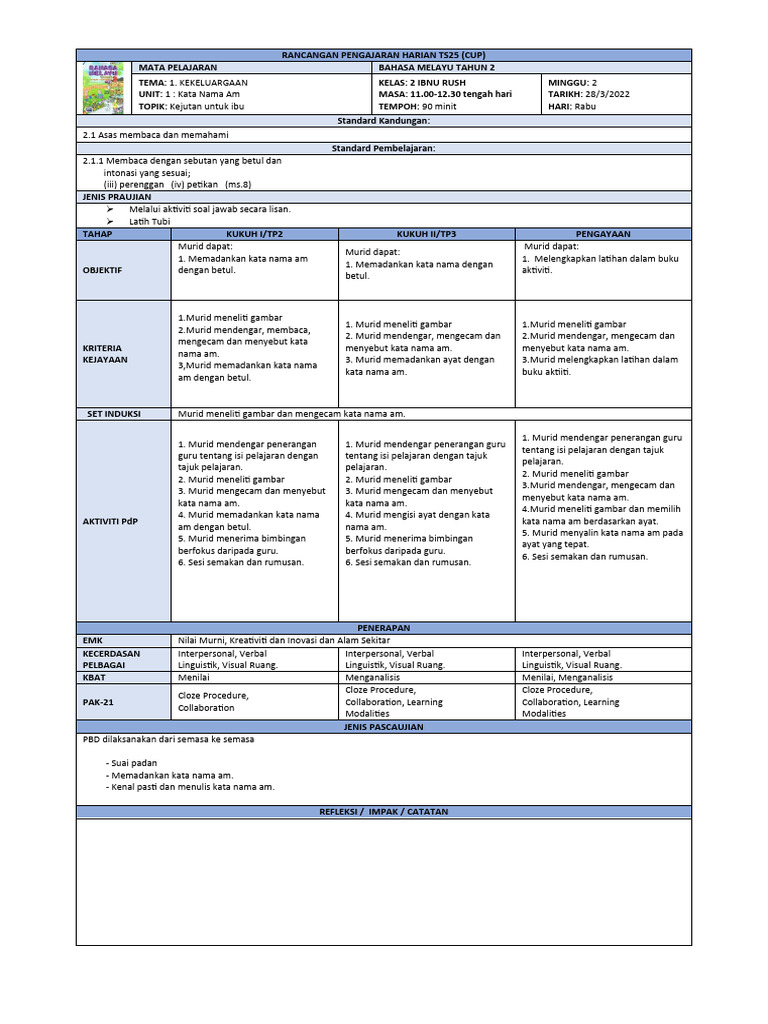 RPH BM Tahun 2 Rabu | PDF