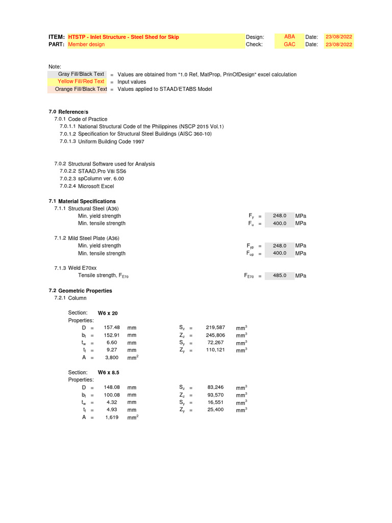 Structural Steel Design for Inlet Structure | PDF | Technology ...