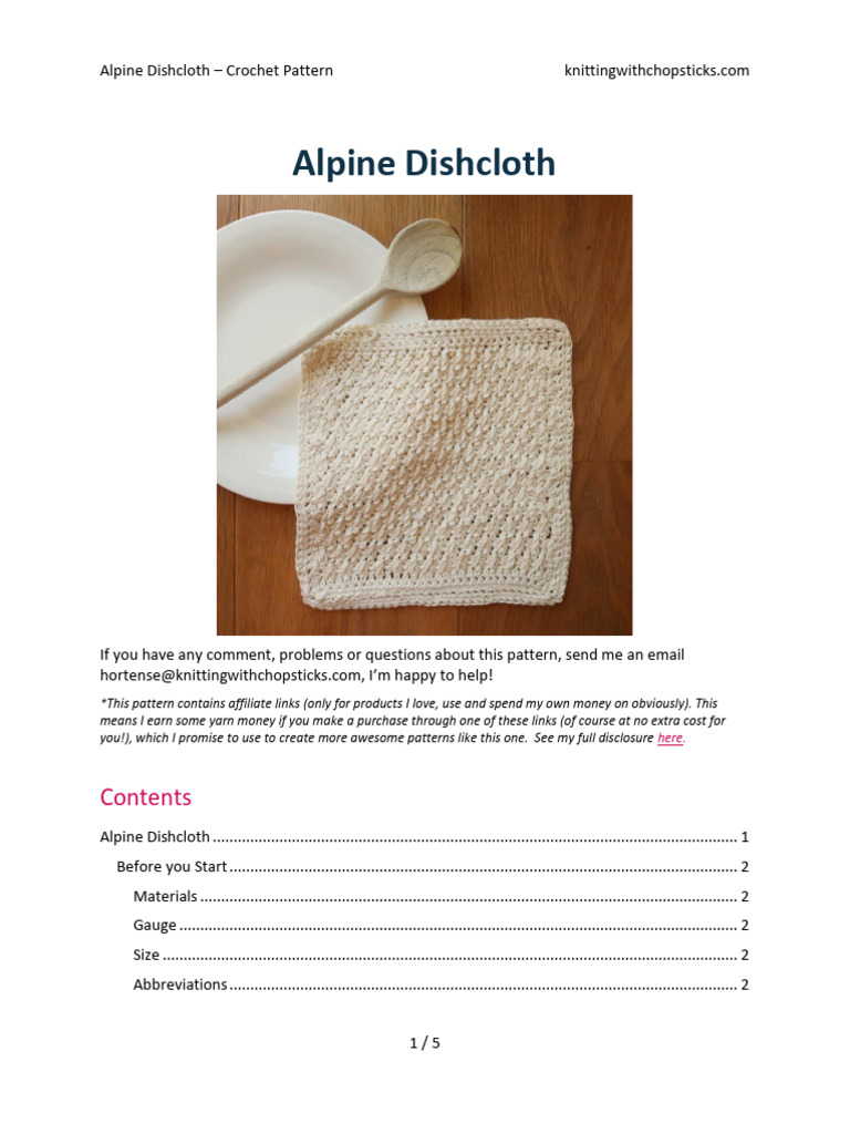 Alpine Dishcloth Pattern | PDF