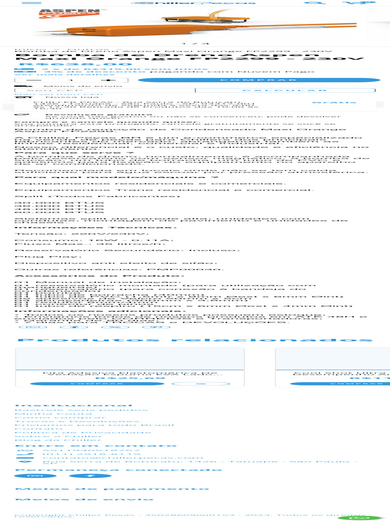 Bomba de Dreno Aspen Maxi Orange FP2299 - 230V | PDF