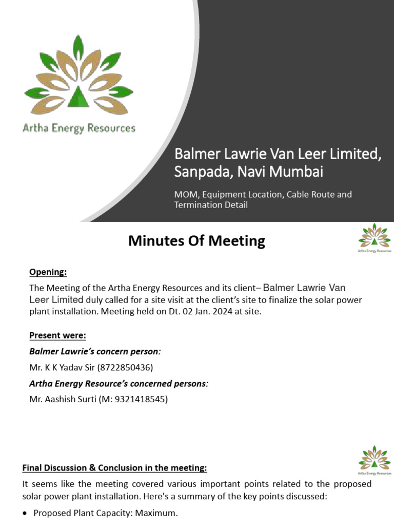 Solar Plant Installation MOM | PDF | Technology & Engineering