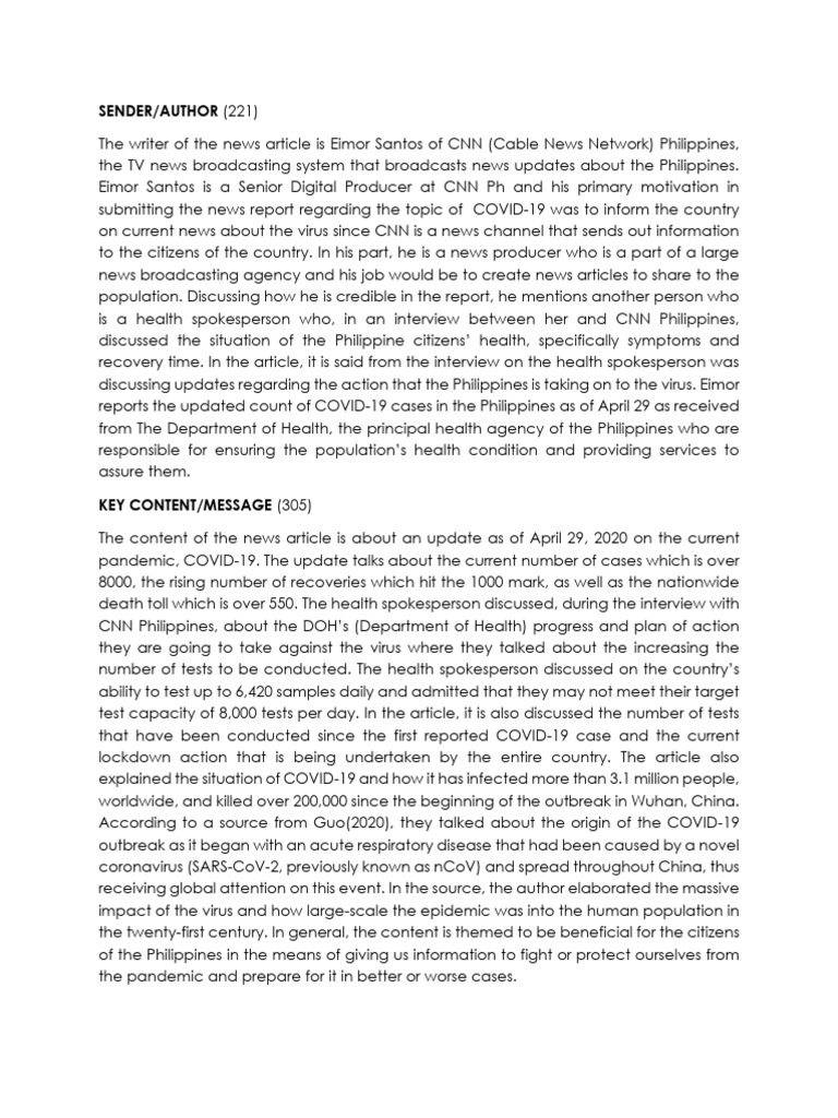 MIL - Final Output Part 1 COVID19 Article Review | PDF