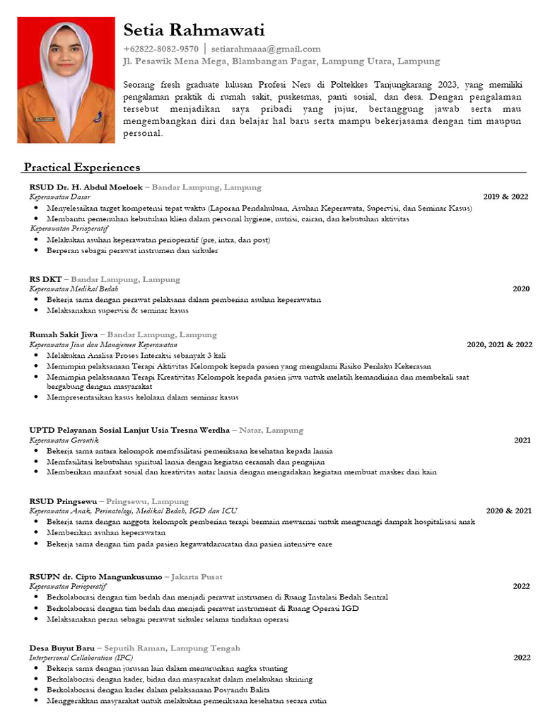 CV - Setia Rahmawati | PDF