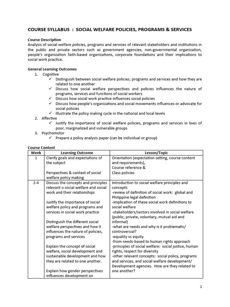 Social Work Policies Programs and Services | PDF | Policy | Policy Analysis