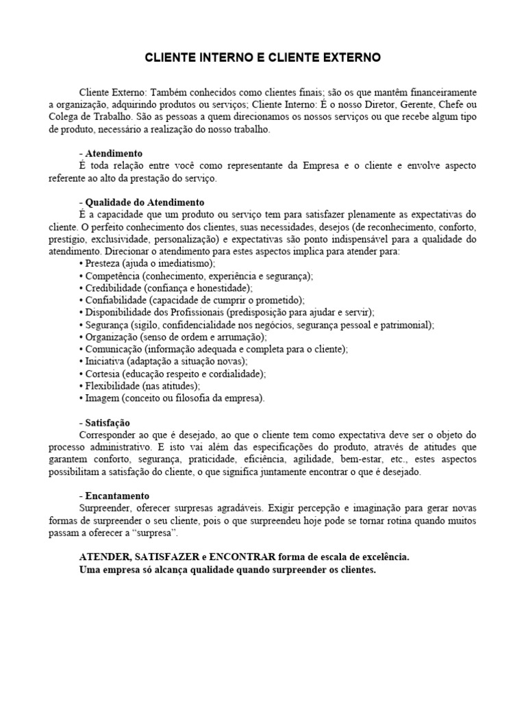 Cliente Interno e Externo | PDF