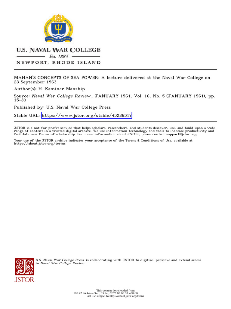 Naval Strategy Insights | PDF | Alfred Thayer Mahan | Navies