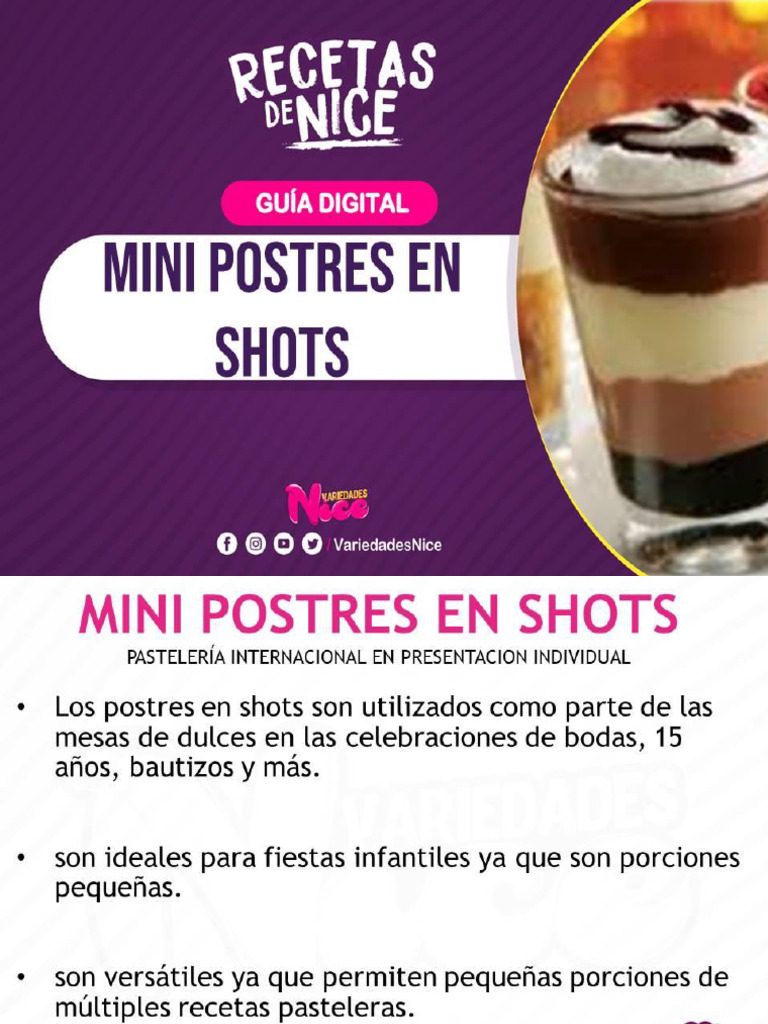 Guia Postres en Mini Shots Variedades Nice | PDF