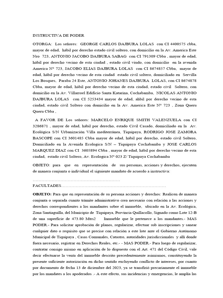 Instructiva de Poder Hermanos Dajbura | PDF | Justicia | Crimen y violencia