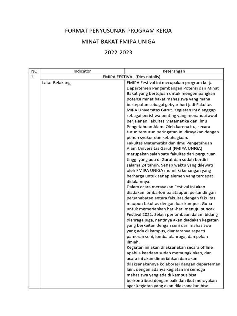 Format Proker Fmipa Fest | PDF