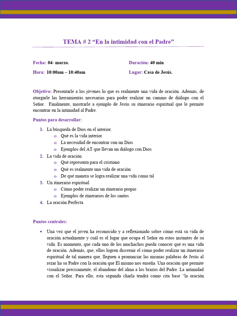 Tema 2 en La Intimidad Con El Padre | PDF