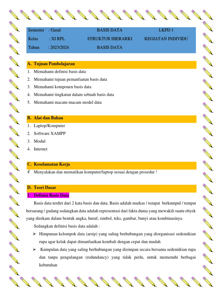 LKPD - 1 - Struktur Hierarki Basis Data | PDF