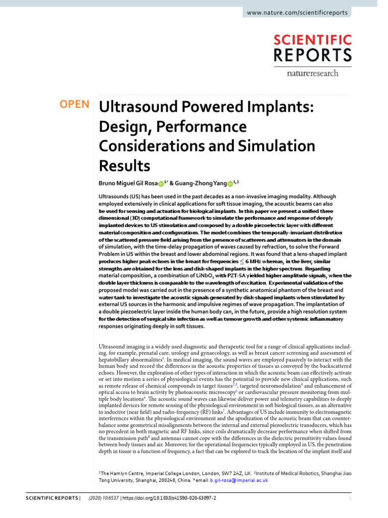 Ultrasound Powered Implants Design, Performance Considerations and ...
