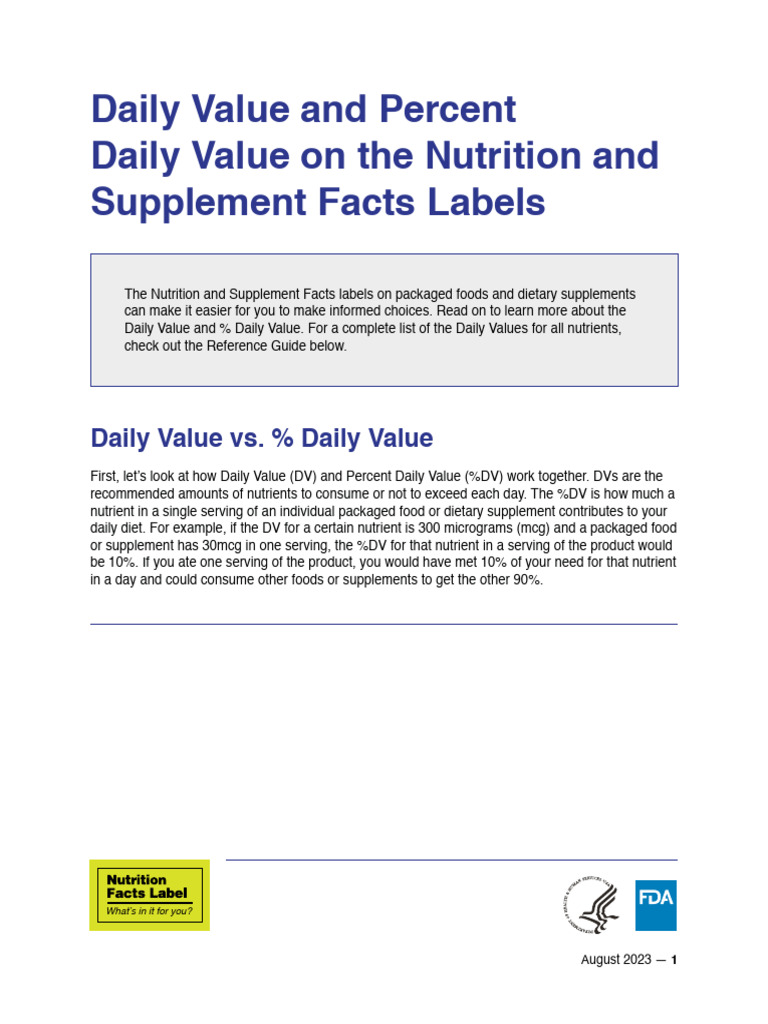 DV Percent DV Nutrition Facts Label - 09072023 | PDF