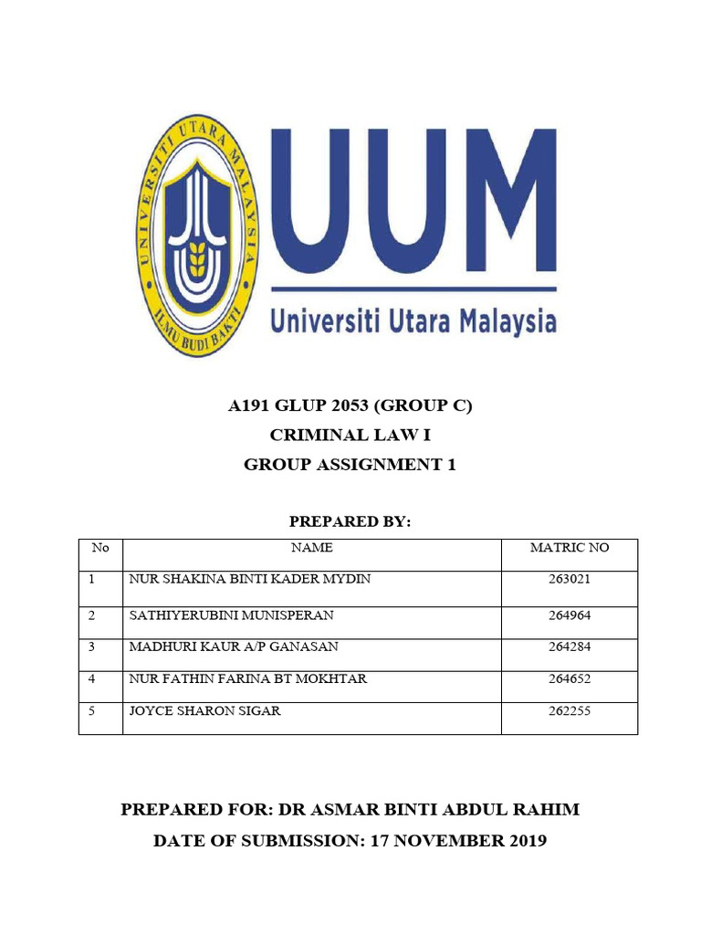 Criminal Law Assignment | PDF | Assault | Sexual Assault