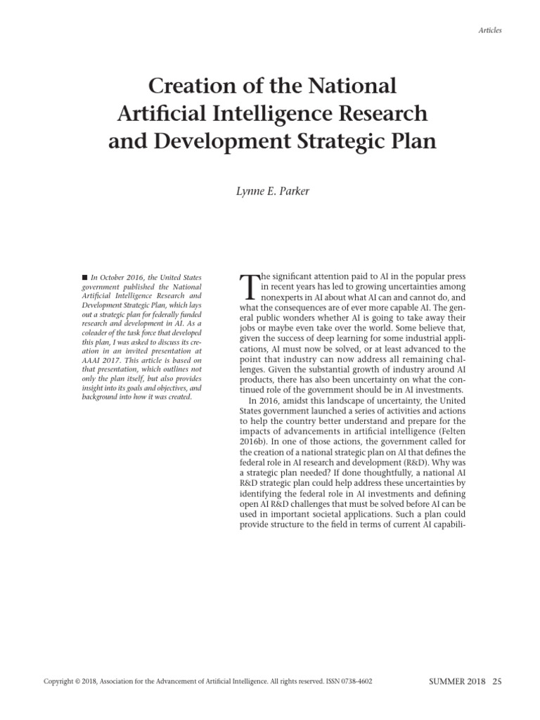 AI Magazine - 2018 - Parker - Creation of The National Artificial Intelligence Research and ...