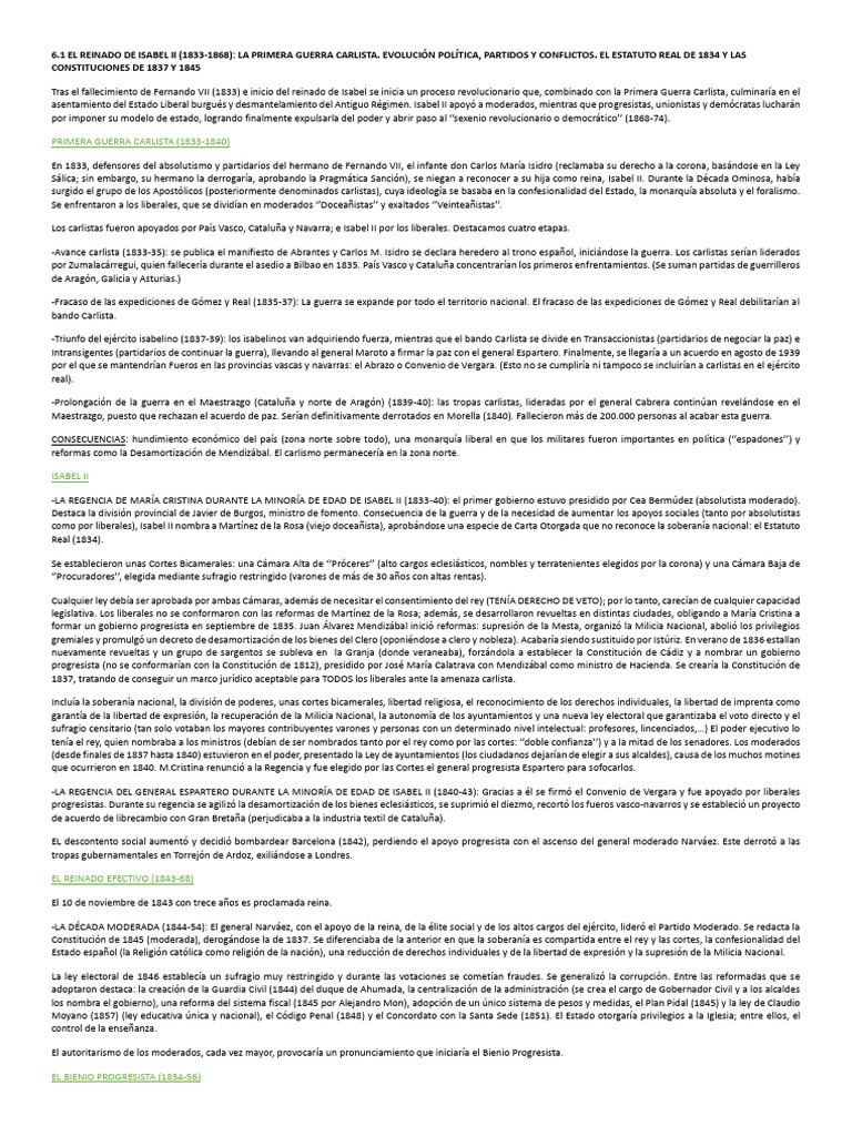 Primera Guerra Carlista (1833-1840) | PDF | España | Gobierno