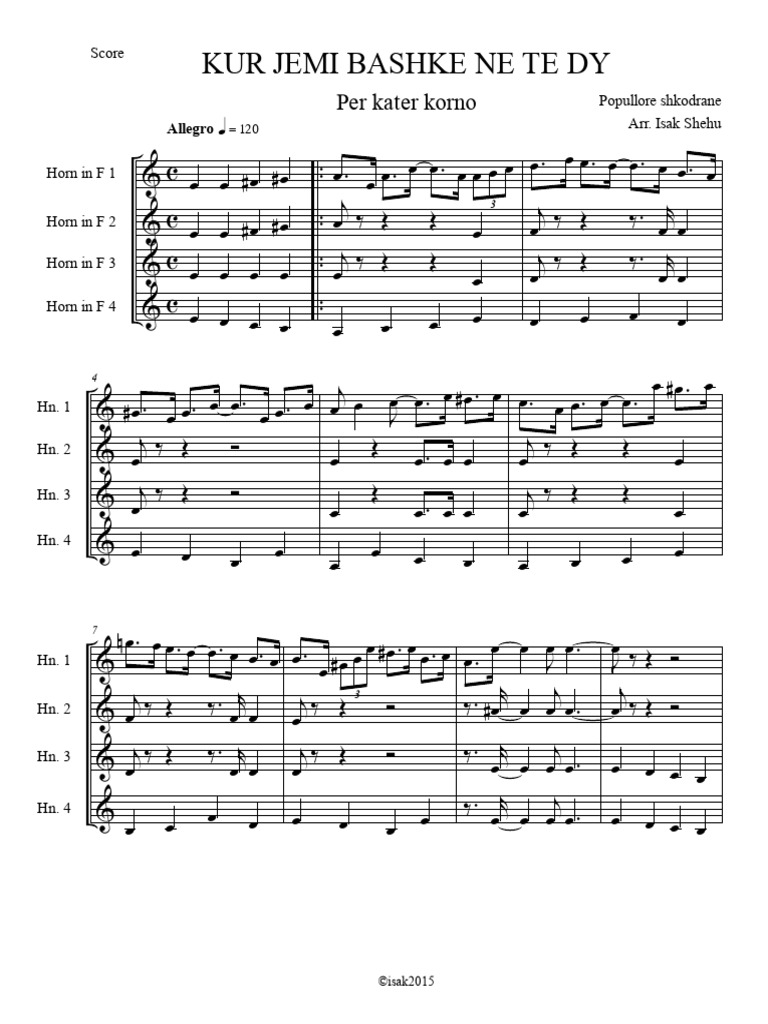 Kur Te Dy - Four Horns, Score | PDF
