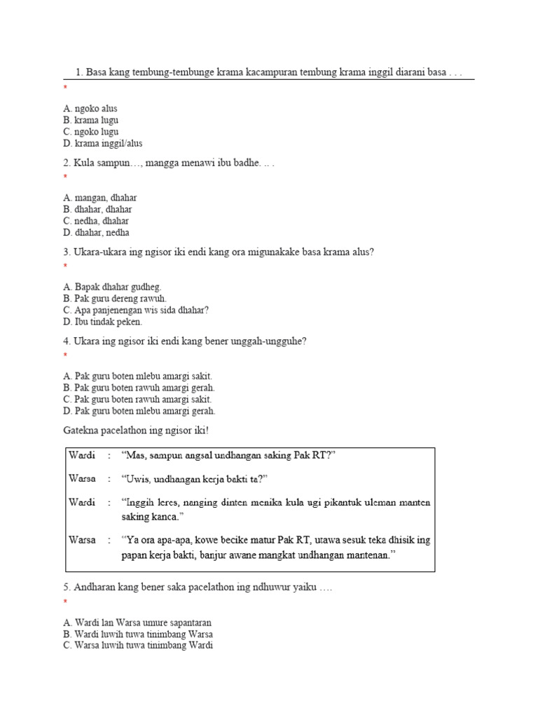 Pas Soal Bjawa | PDF