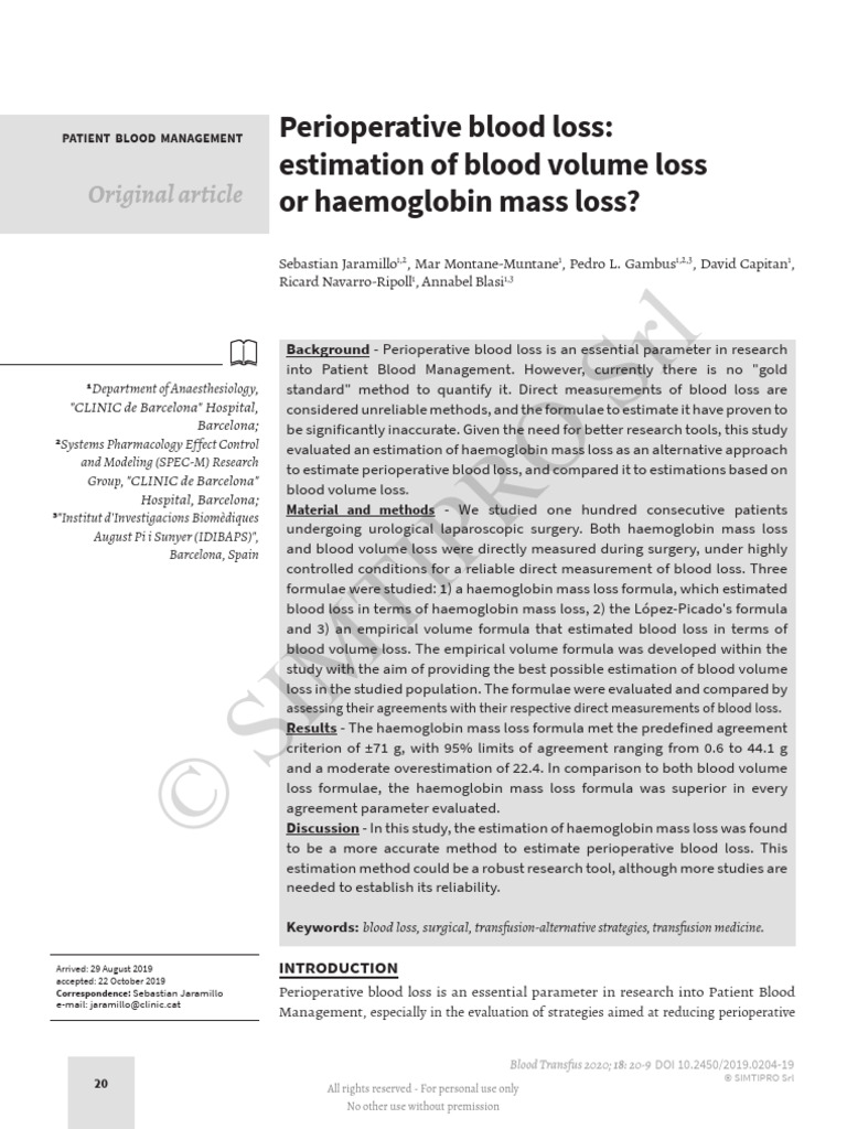 Blood Loss Transfusion | PDF